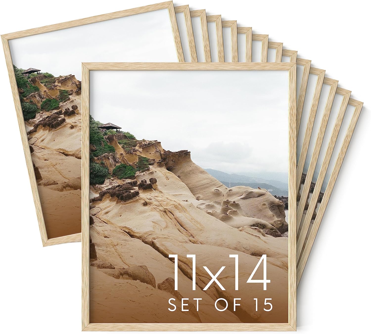 Haus and Hues 11x14 Natural Oak Wood Picture Frames Set of 15 - Premium ...