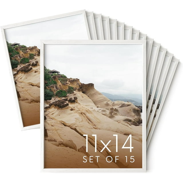 Haus and Hues 11x14 White Oak Wood Picture Frames Set of 15 - Premium ...