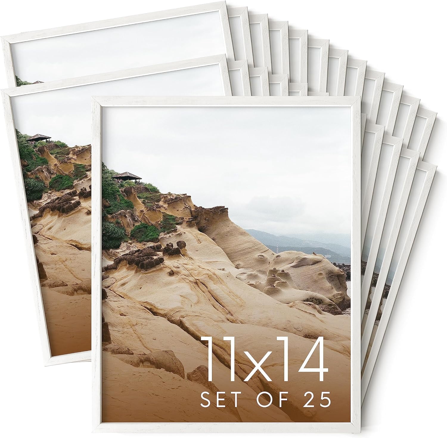 Haus and Hues 11x14 White Oak Wood Picture Frames Set of 25 - Premium ...