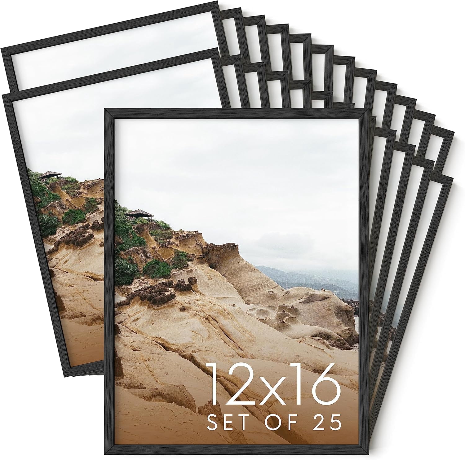 Haus and Hues 12x16 Black Oak Wood Picture Frames Set of 25 - Premium ...