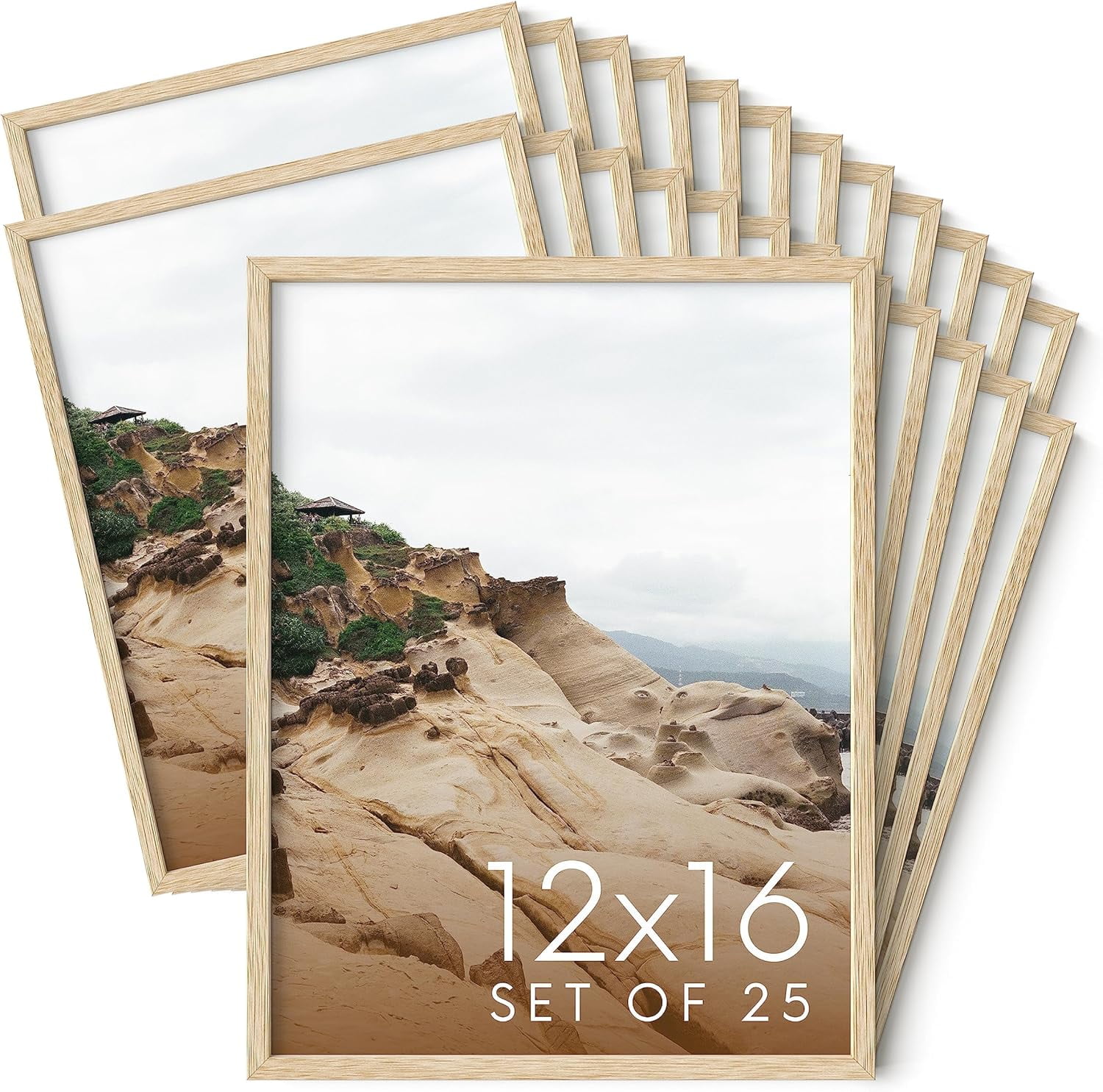 Haus and Hues 12x16 Natural Oak Wood Picture Frames Set of 25 - Premium ...
