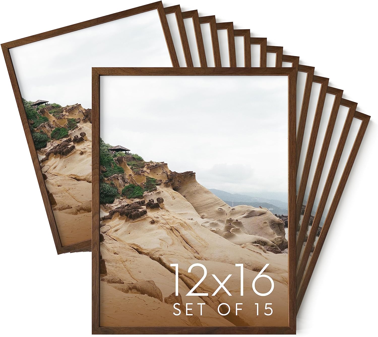 Haus and Hues 12x16 Walnut Oak Wood Picture Frames Set of 15 - Premium ...