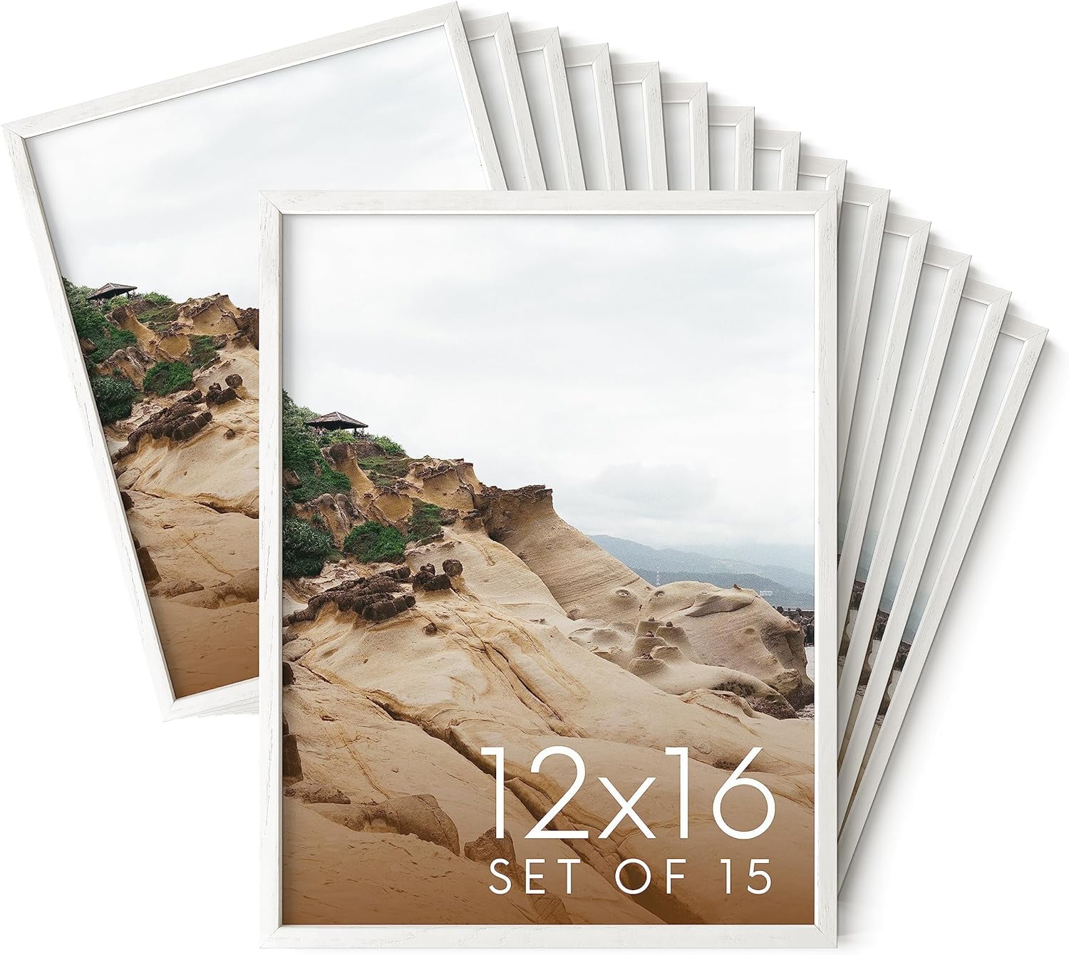 Haus and Hues 12x16 White Oak Wood Picture Frames Set of 15 - Premium ...