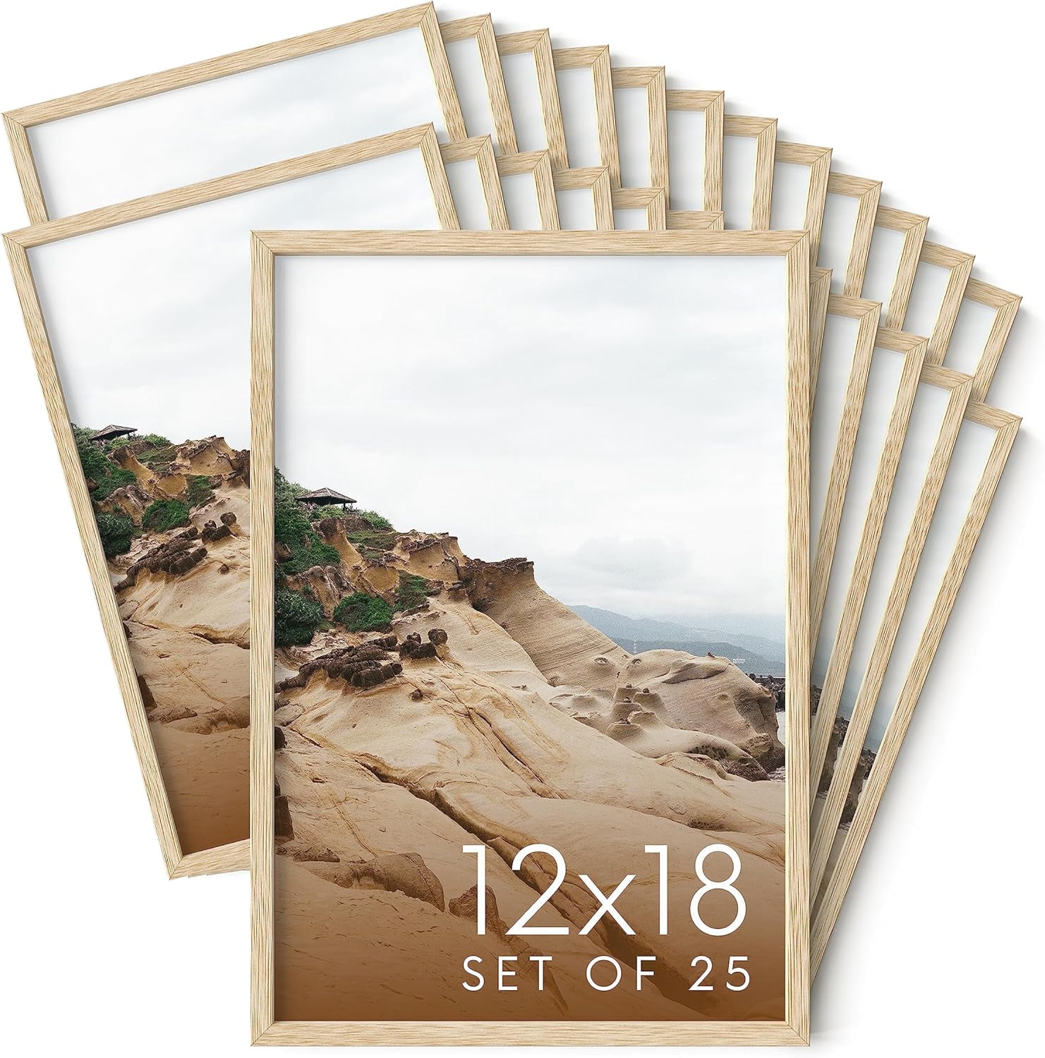 Haus and Hues 12x18 Natural Oak Wood Picture Frames Set of 25 - Premium ...