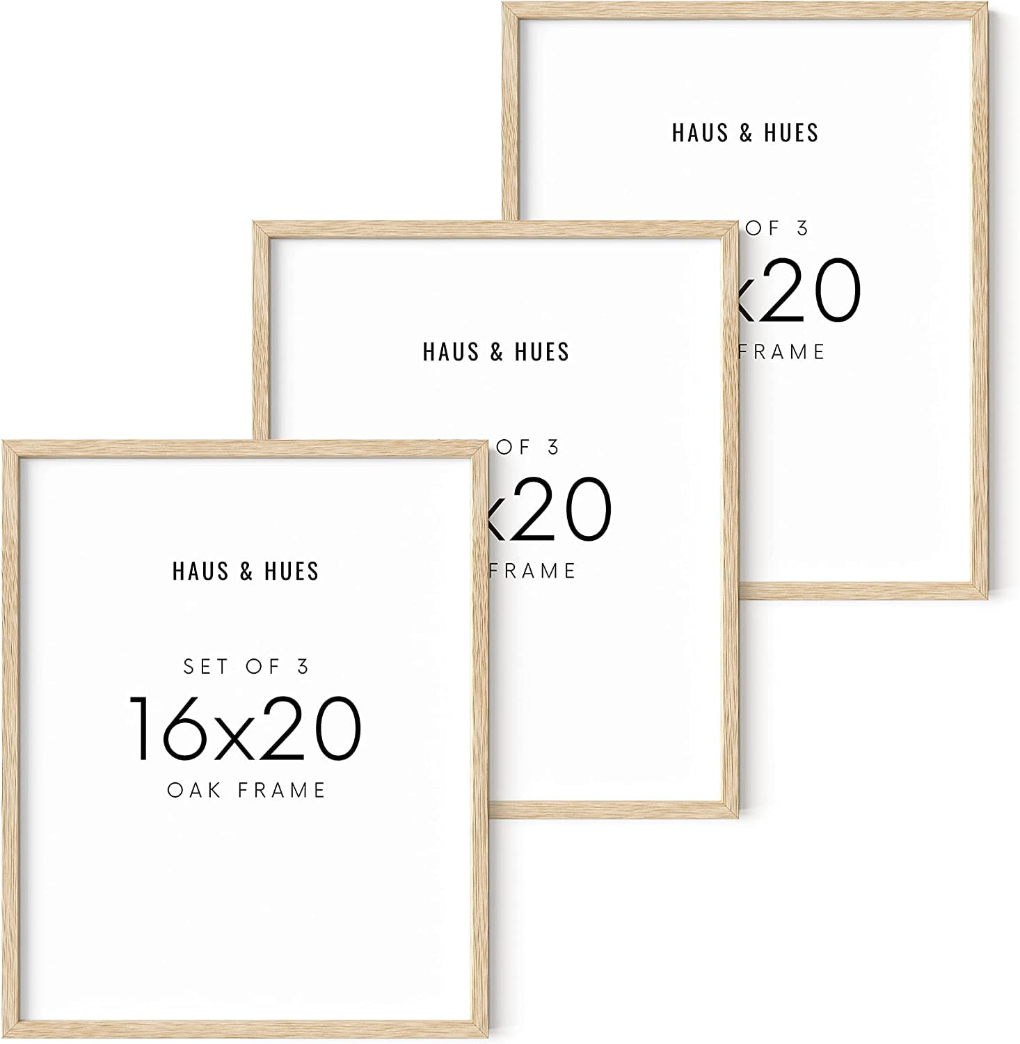 Haus and Hues Natural Beige Oak Wood Frames Set of 3 - 16x20 Poster ...