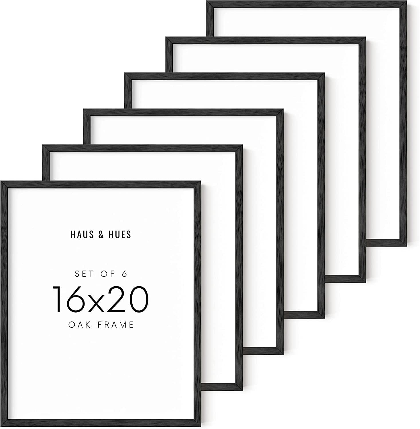 Haus and Hues 16"x20" Black Oak Wood Frames Set of 6 - 16x20 Picture ...