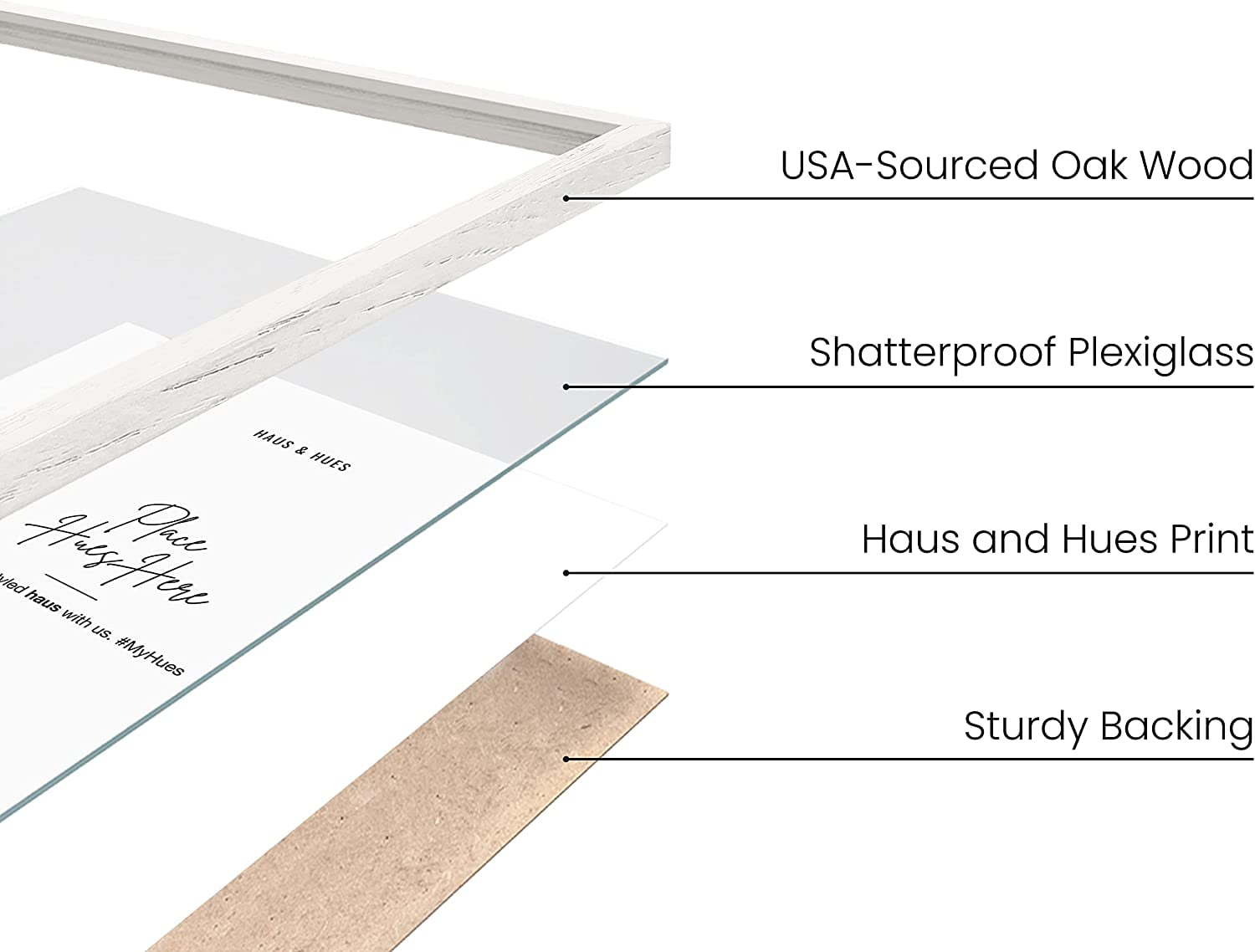 Haus and Hues 16x24 White Oak Wood Picture Frames Set of 15 - Premium ...