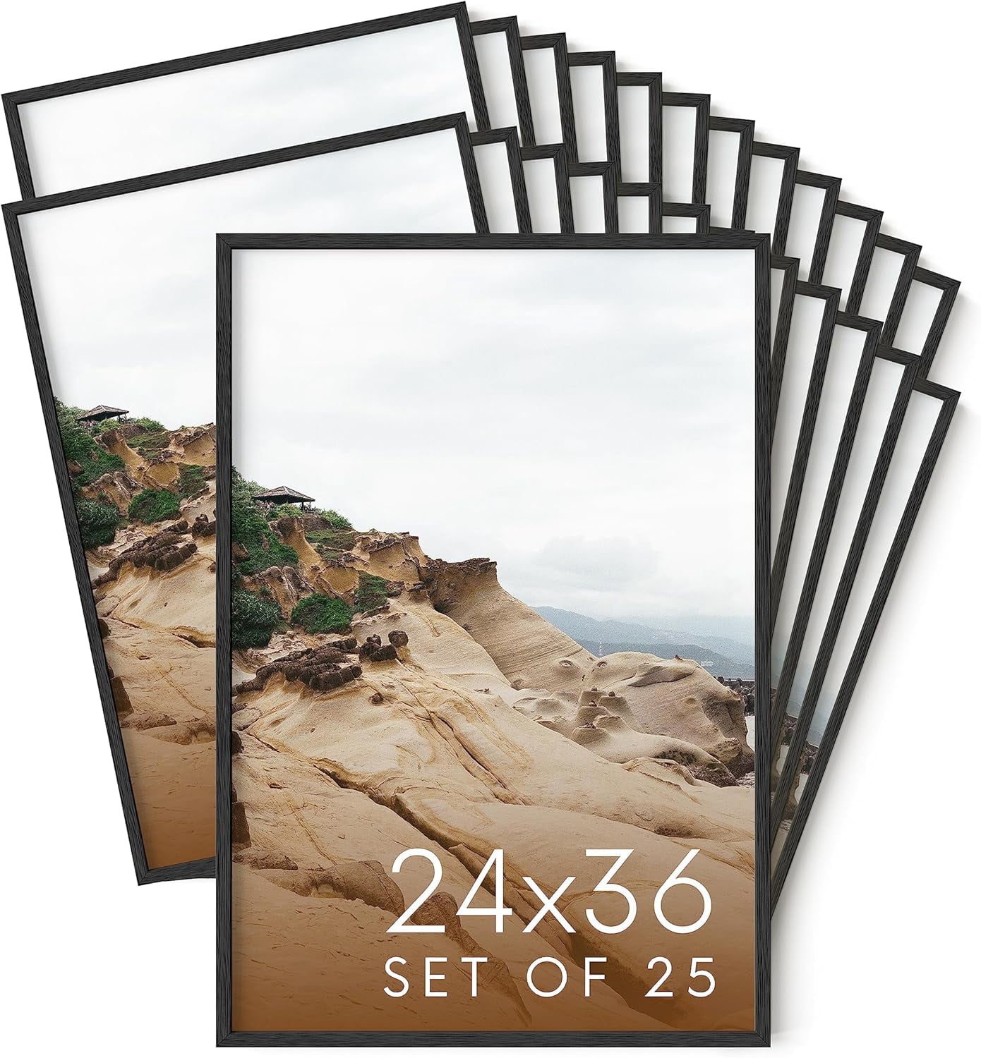 Haus and Hues 24x36 Black Oak Wood Picture Frames Set of 25 - Premium ...