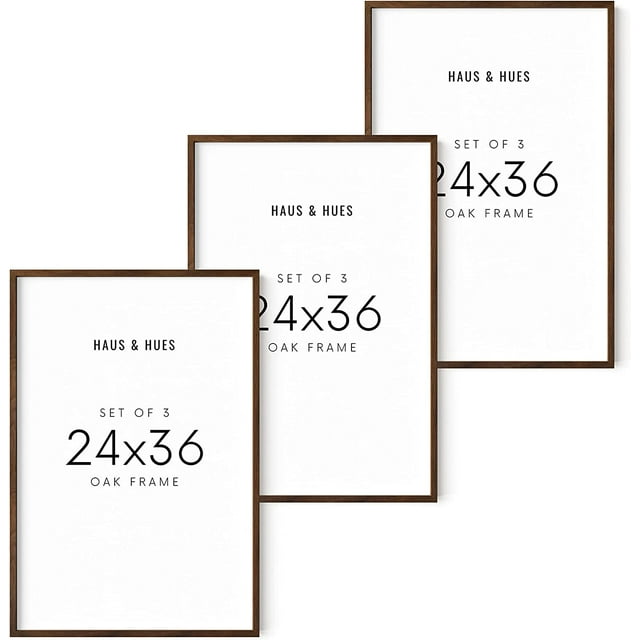 Haus and Hues 24x36 Frame Set of 3 - Walnut Big Poster Frames 24 x 36 ...