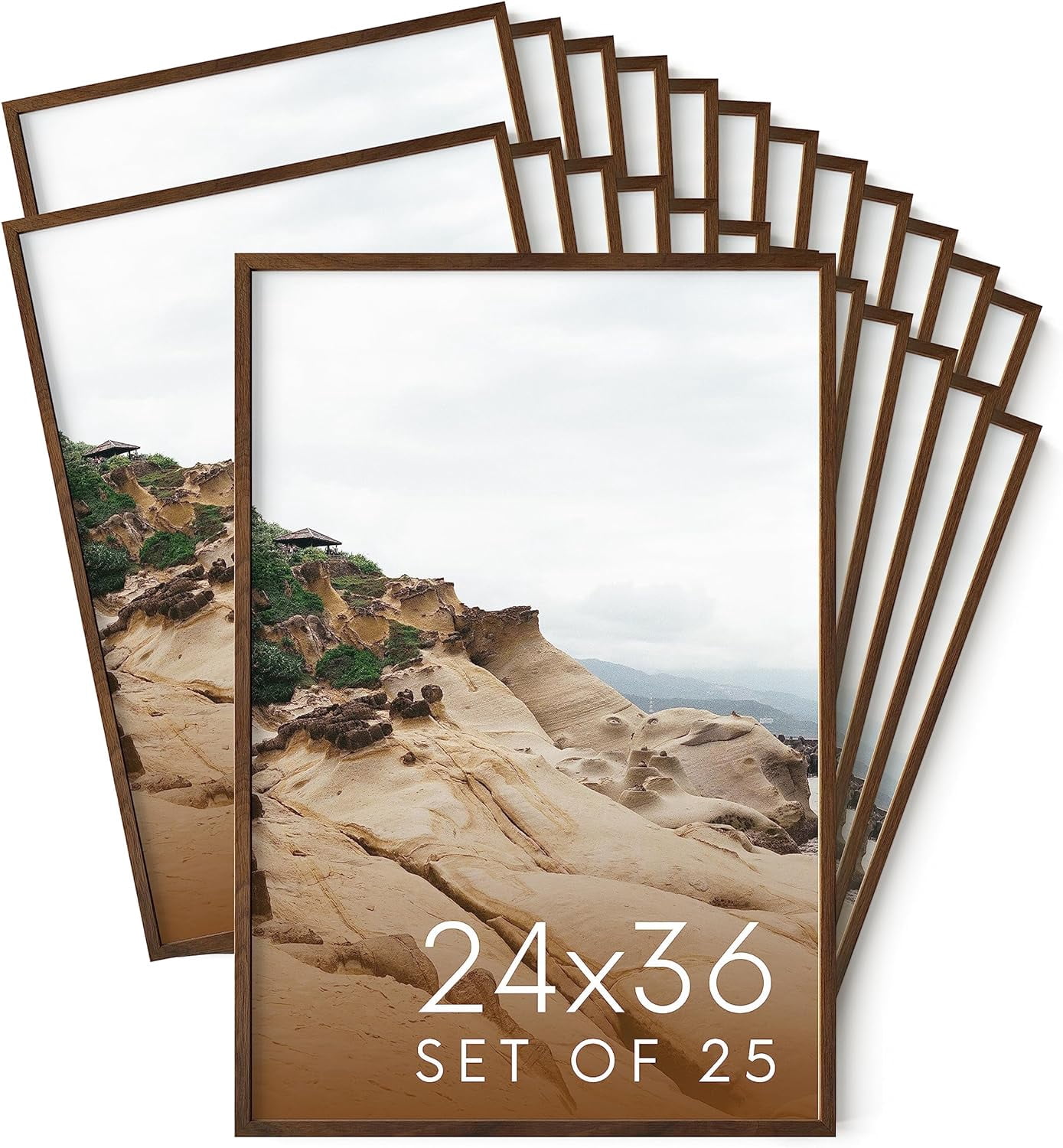 Haus and Hues 24x36 Walnut Oak Wood Picture Frames Set of 25 - Premium ...