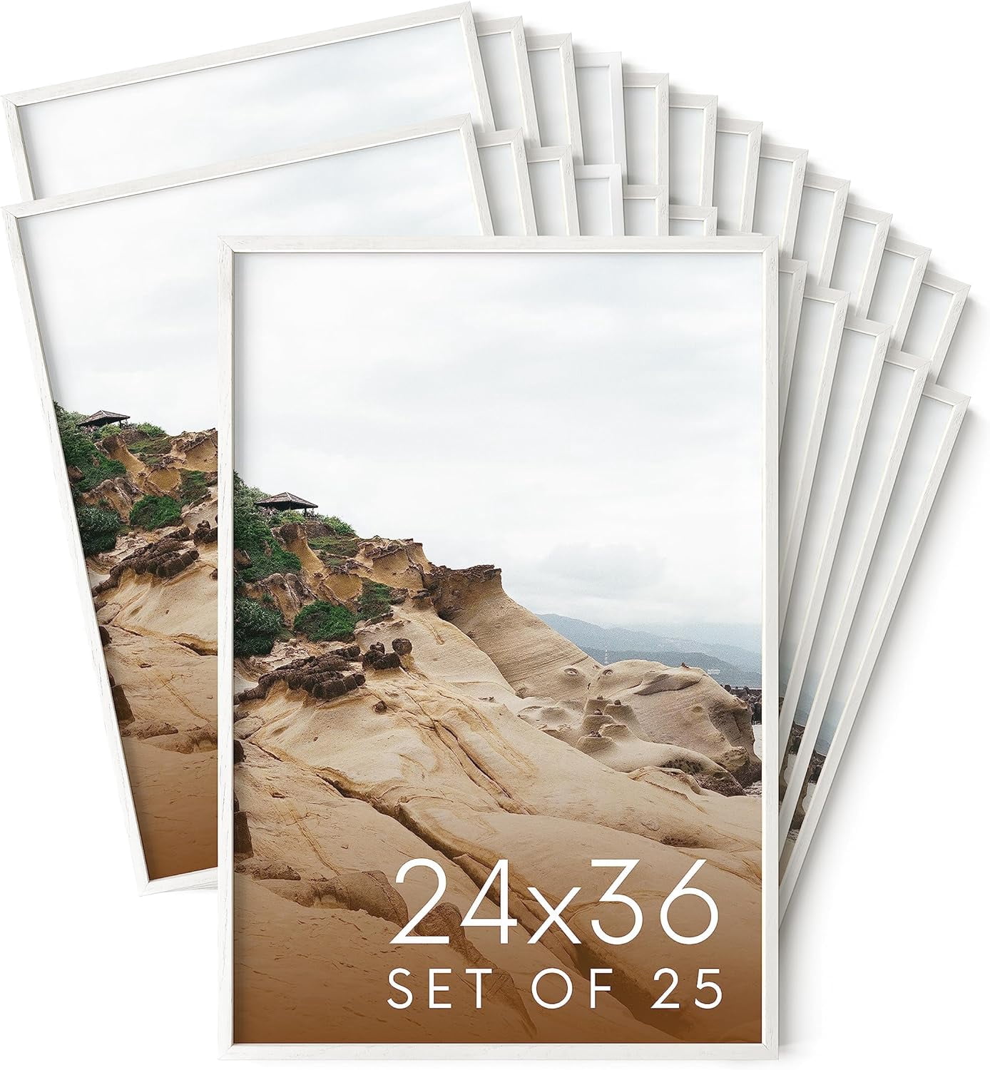 Haus and Hues 24x36 White Oak Wood Picture Frames Set of 25 - Premium ...
