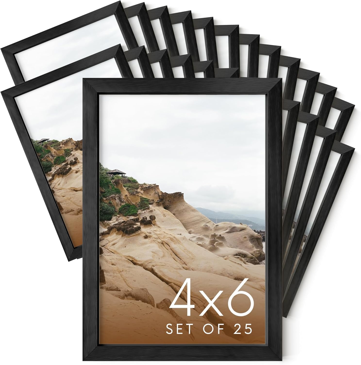 Haus and Hues 4x6 Black Oak Wood Photo Frame Set of 25 - Mini Picture ...