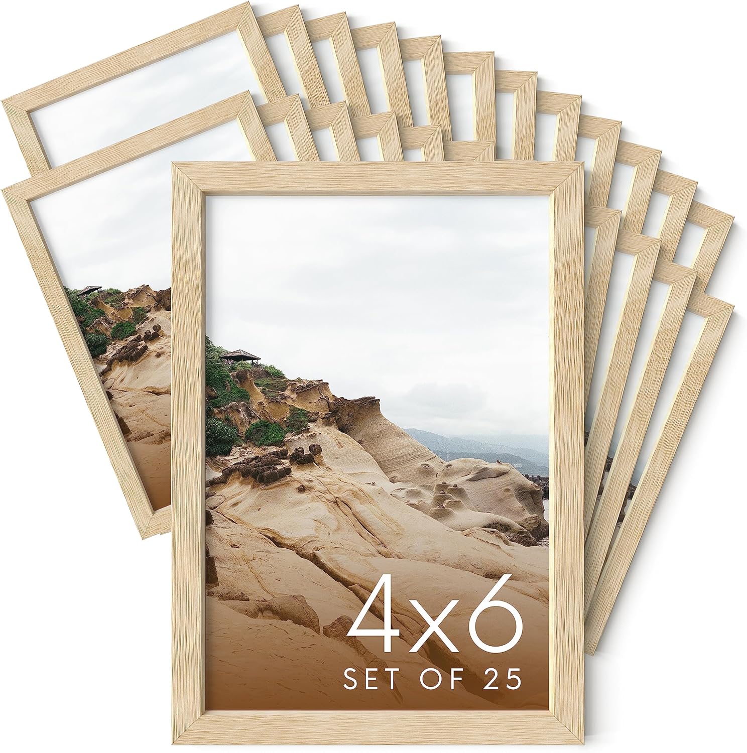 Haus and Hues 4x6 Natural Oak Wood Photo Frame Set of 25 - Mini Picture ...