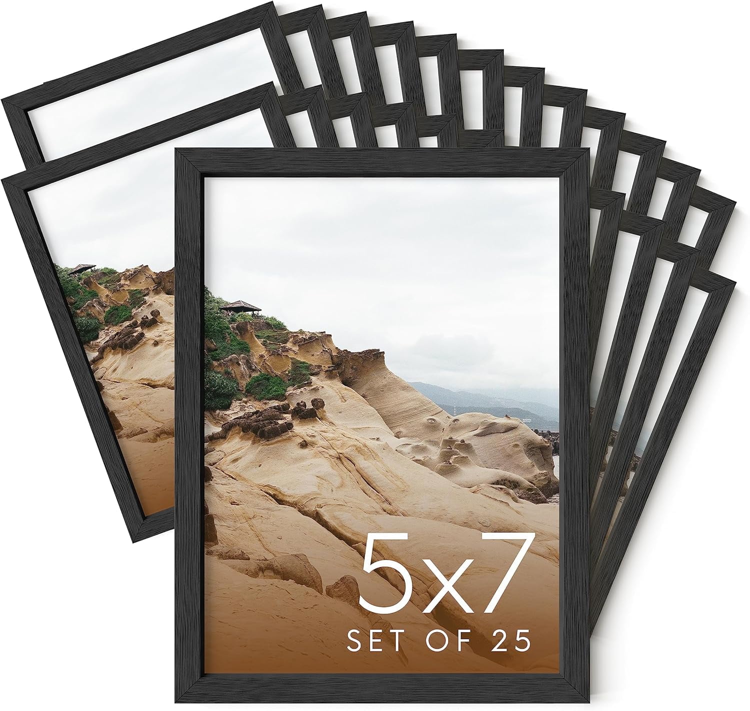 Haus and Hues 5x7 Black Oak Wood Photo Frame Set of 25 - Mini Picture ...