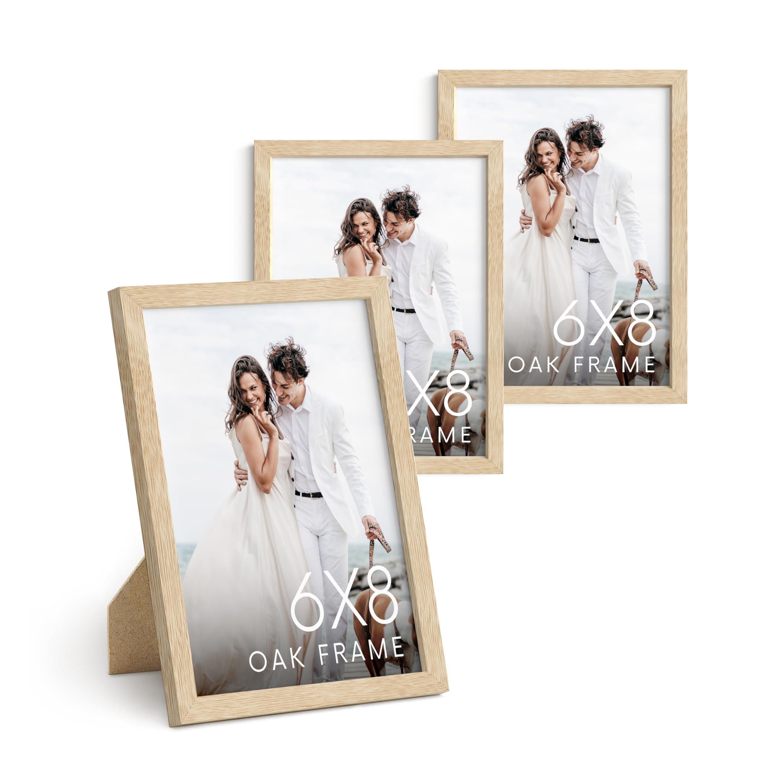 Haus and Hues 6x8 Natural Oak Wooden Picture Frame - Set of 3 6x8 ...