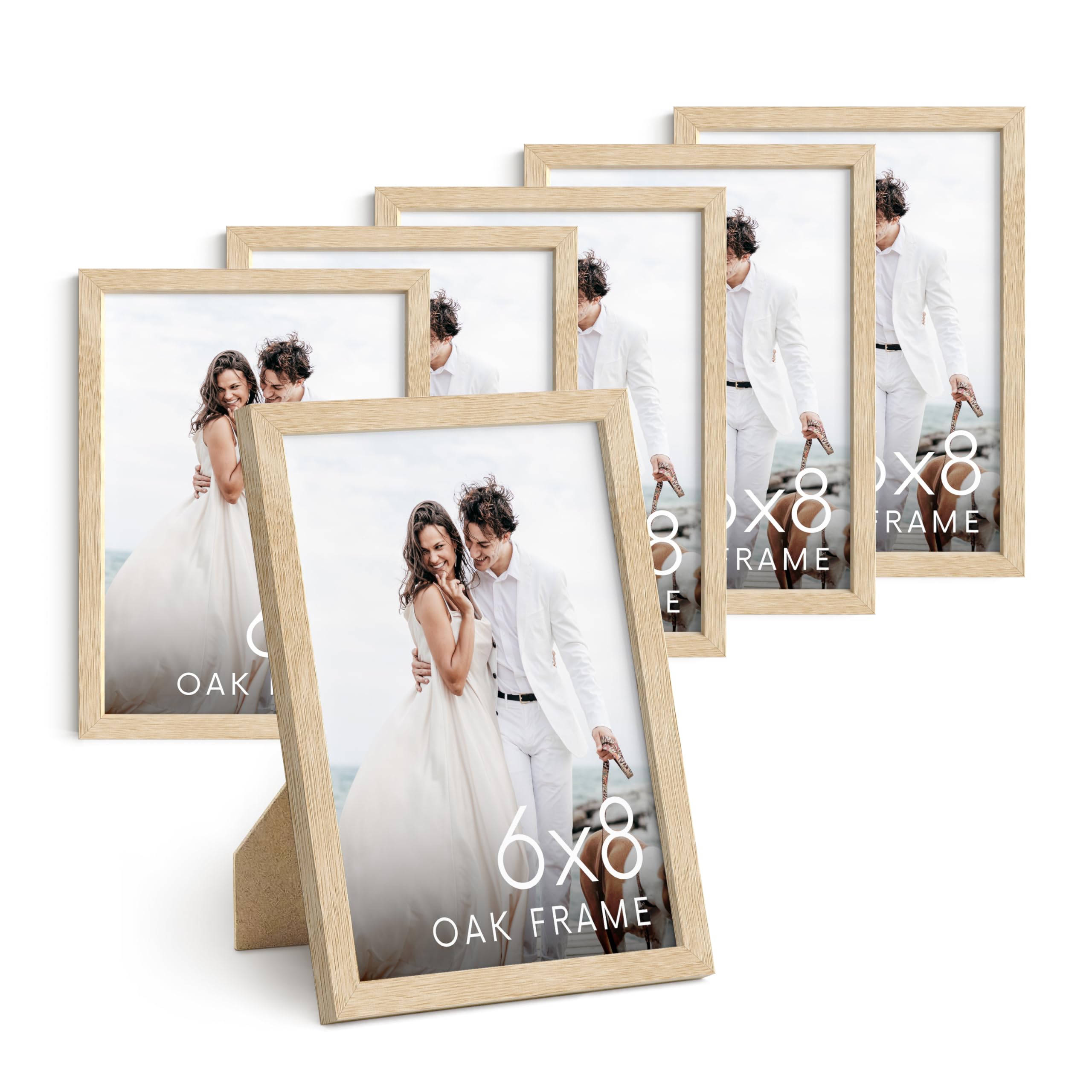 Haus and Hues 6x8 Natural Oak Wooden Picture Frame - Set of 6 6x8 ...