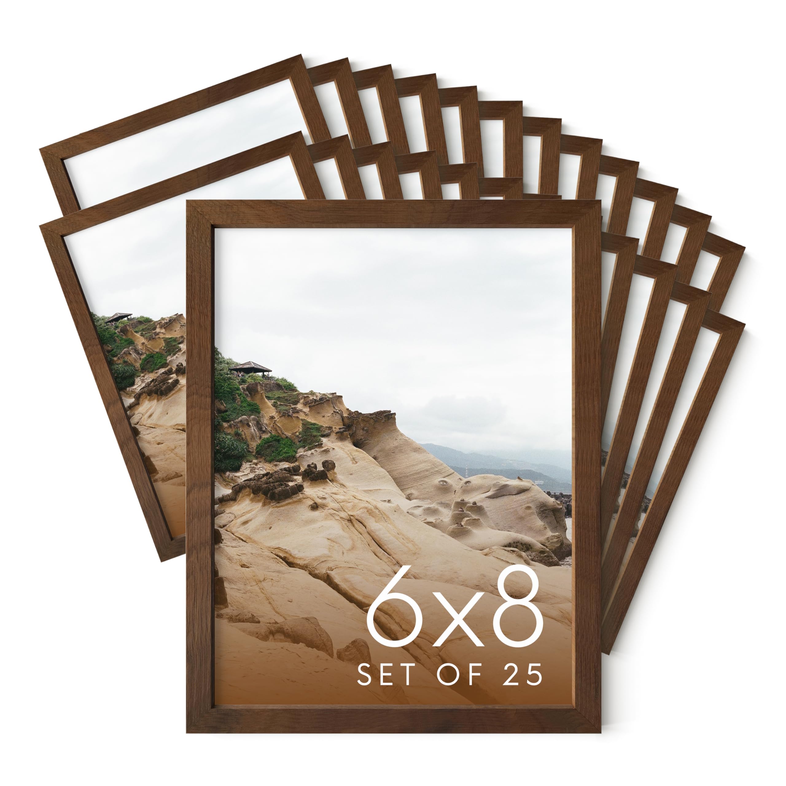 Haus and Hues 6x8 Walnut Oak Wooden Picture Frame - Set of 25 6x8 ...