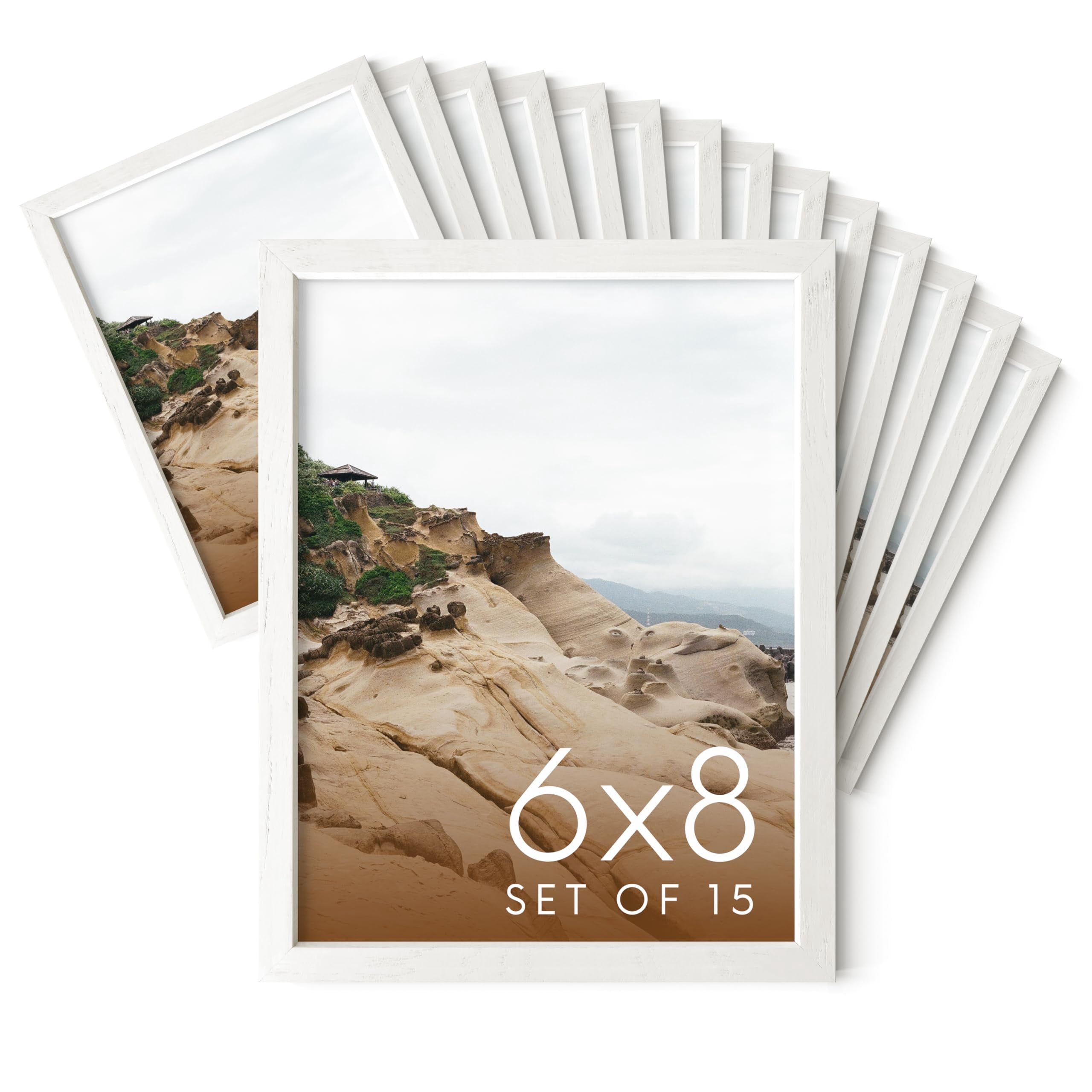 Haus and Hues 6x8 White Oak Wooden Picture Frame - Set of 15 6x8 Poster ...
