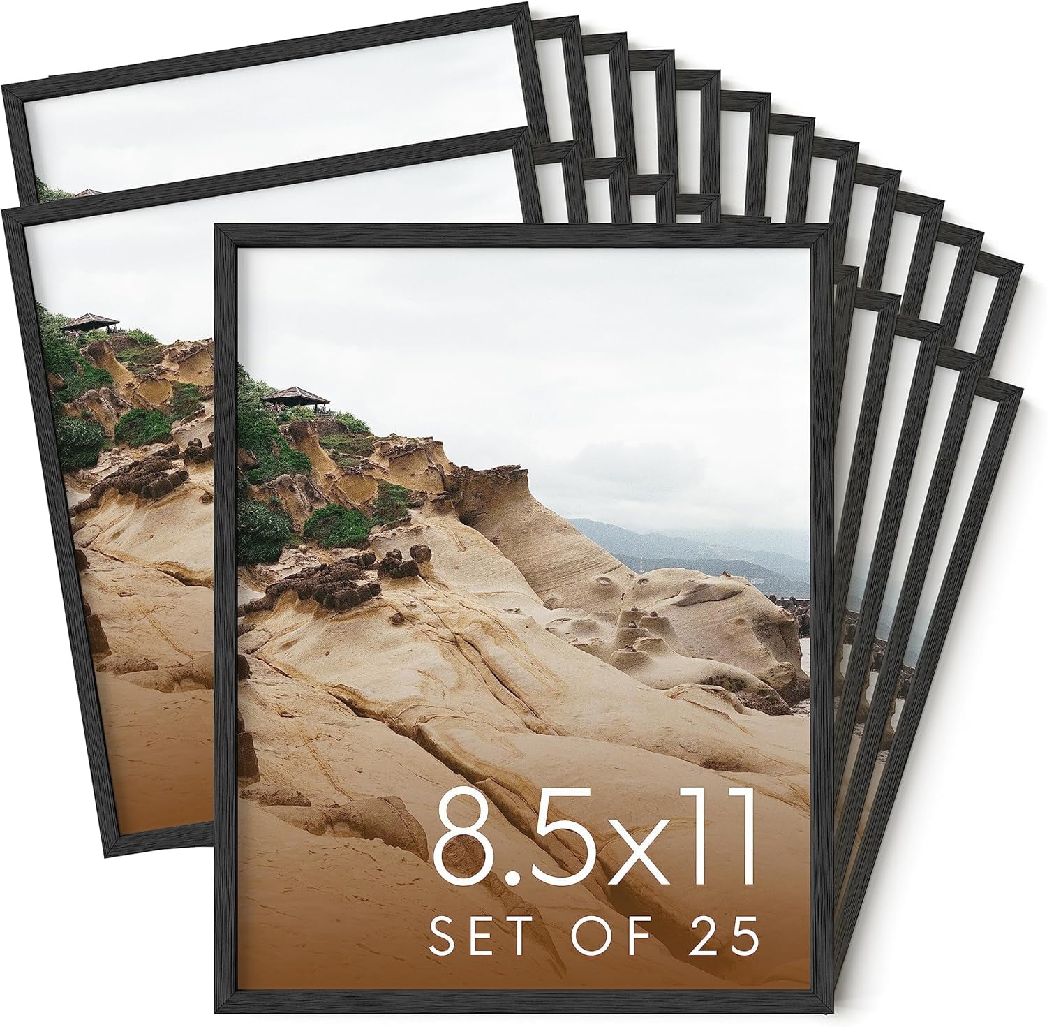 Haus and Hues 8.5x11 Black Oak Wood Picture Frames Set of 25 - Premium ...