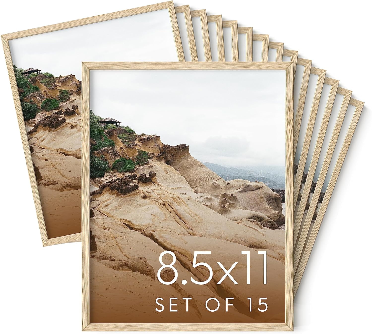 Haus and Hues 8.5x11 Natural Oak Wood Picture Frames Set of 15 ...