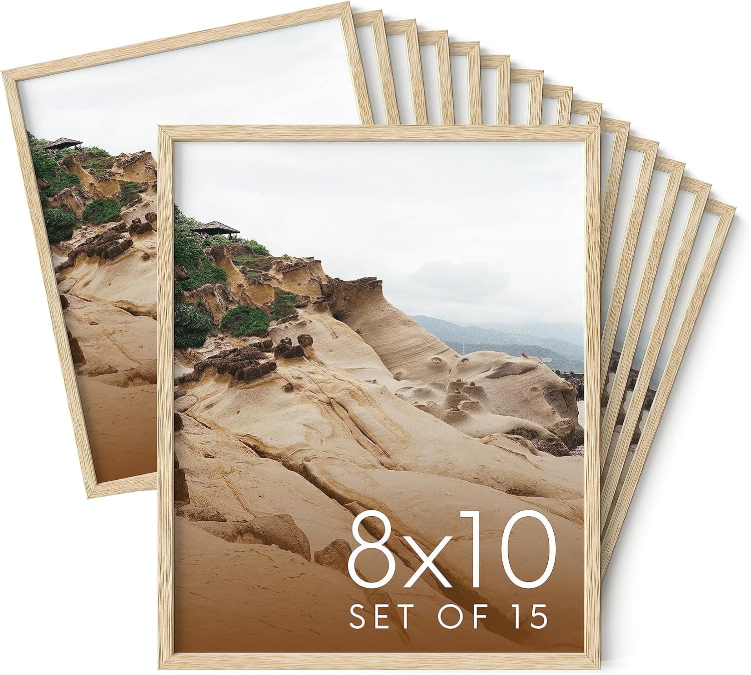 Haus and Hues 8x10 Natural Oak Wood Picture Frames Set of 15 - Premium Bulk Picture Frames 8x10 ...