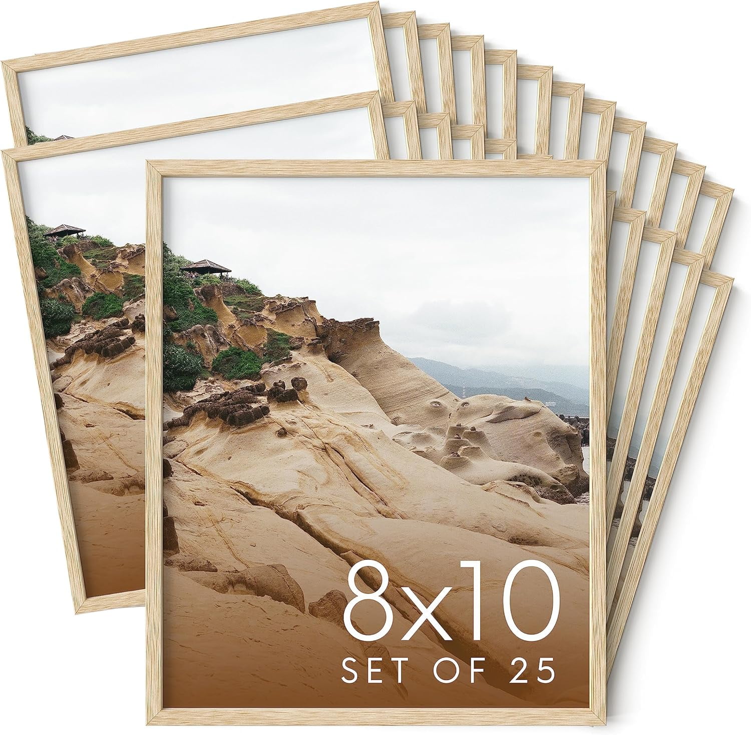 Haus and Hues 8x10 Natural Oak Wood Picture Frames Set of 25 - Premium ...