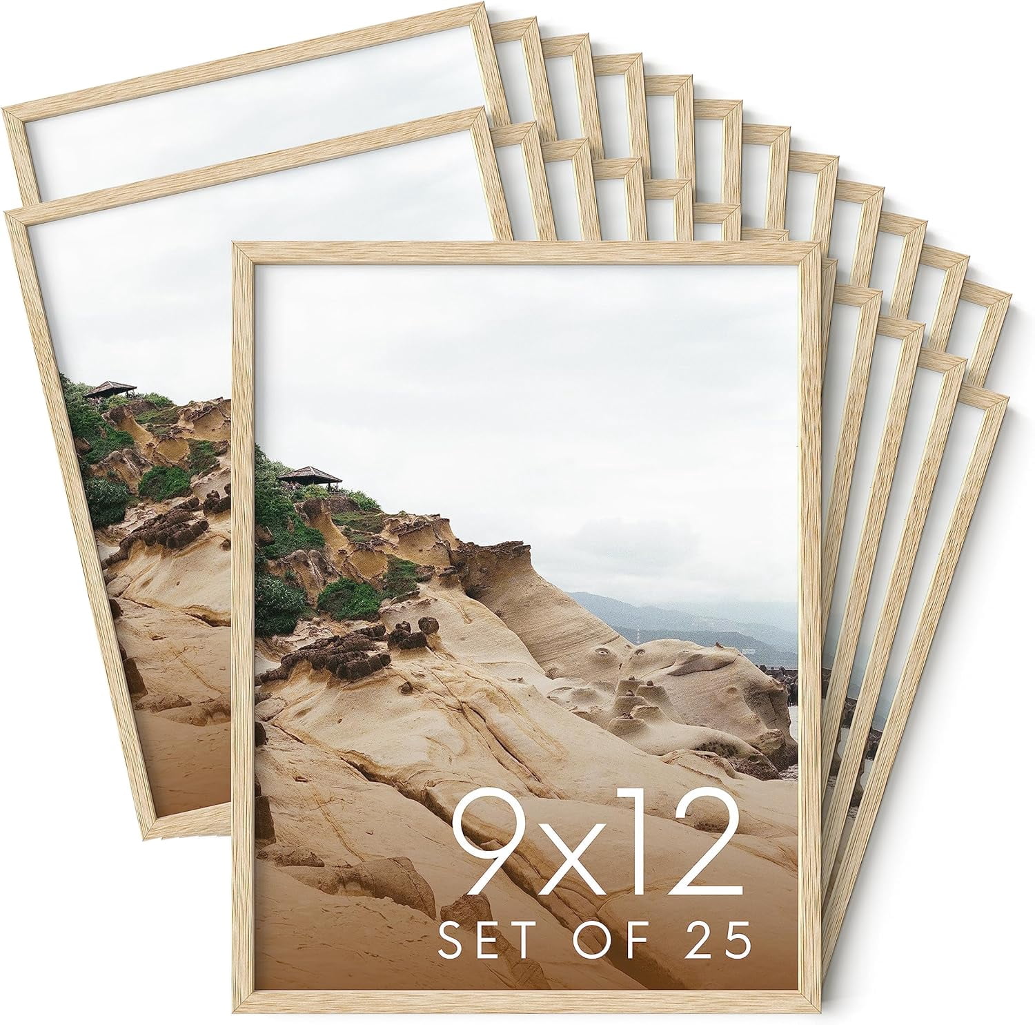 Haus and Hues 9x12 Natural Oak Wood Picture Frames Set of 25 - Premium ...