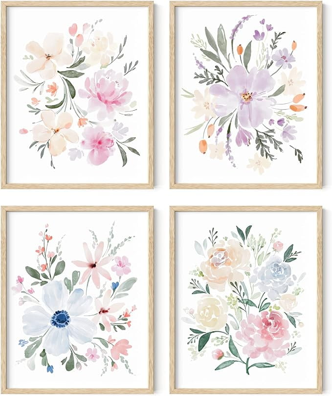 Haus and Hues Botanical Prints - Set of 4 Flower Poster Flower Pictures ...