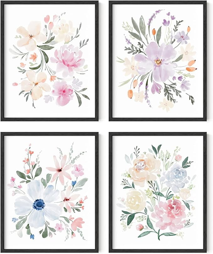 Haus and Hues Botanical Prints - Set of 4 Flower Poster Flower Pictures ...