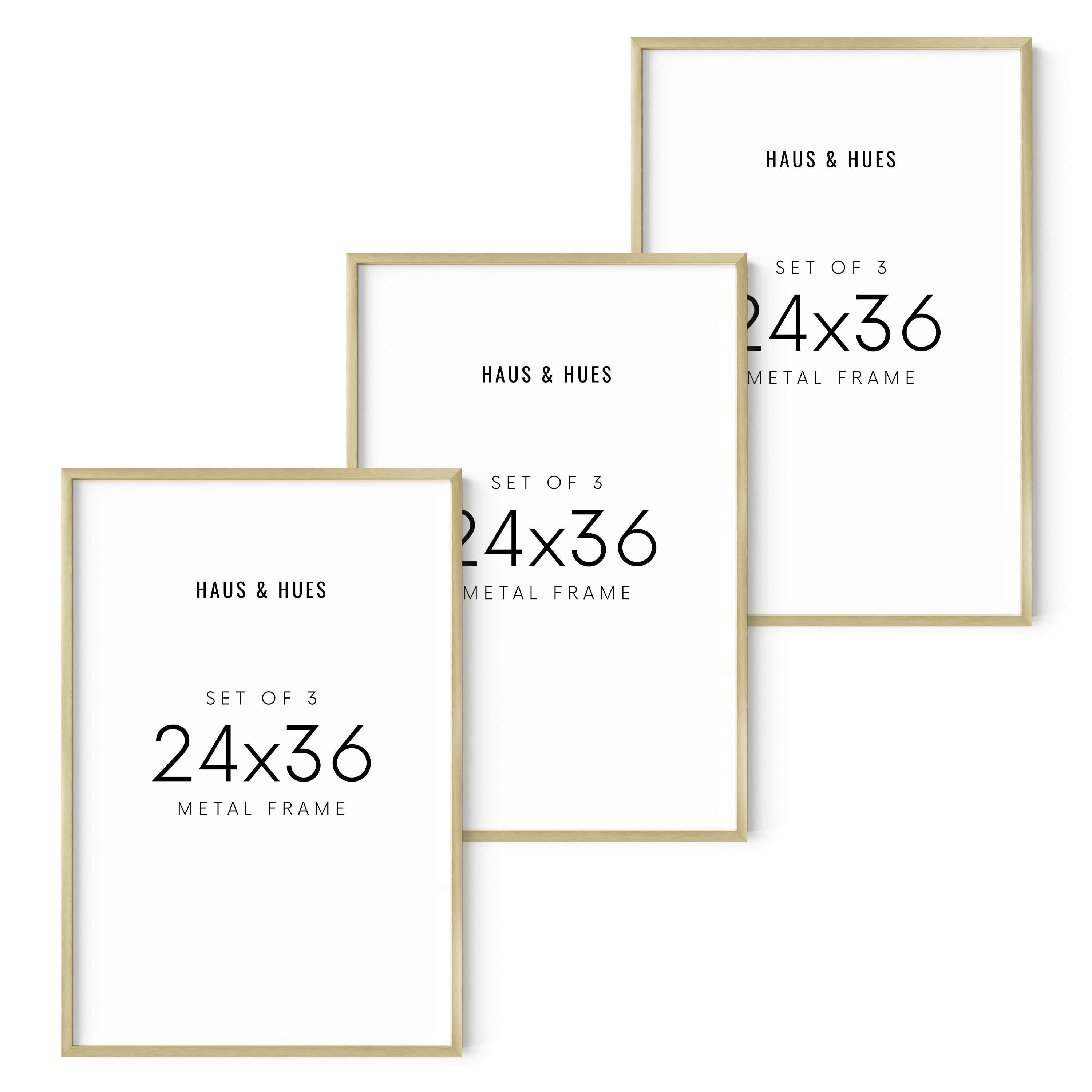 Haus and Hues Big Gold Frames 24x36 Set of 3 - 24x36 Poster Frames ...
