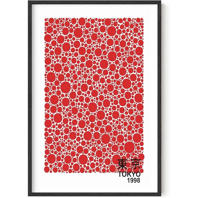 Haus and Hues Japandi Framed Posters - Red Japanese Yayoi Kusama ...
