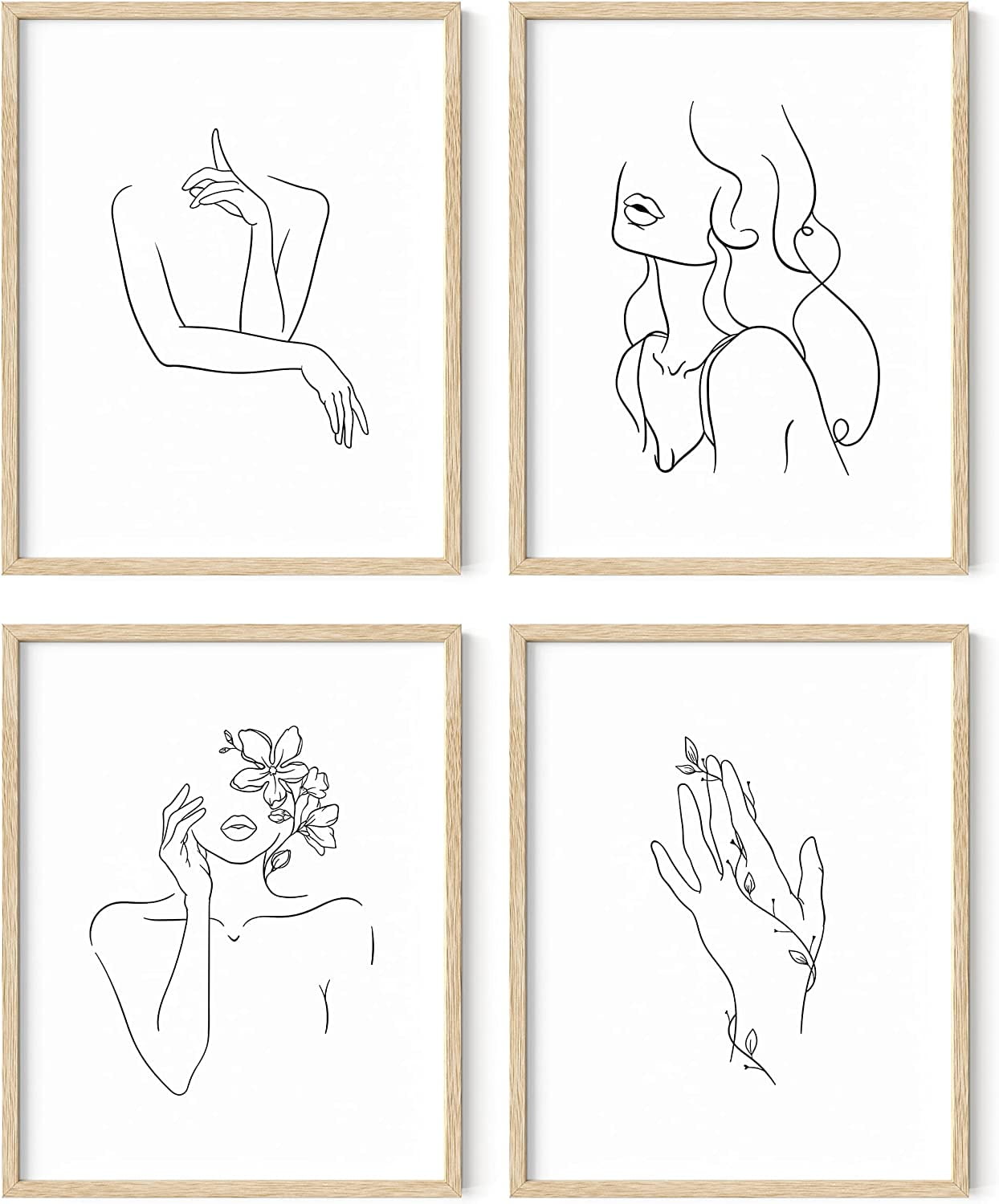 Haus and Hues Minimalist Line Art Prints Set of 4 - Aesthetic Posters ...