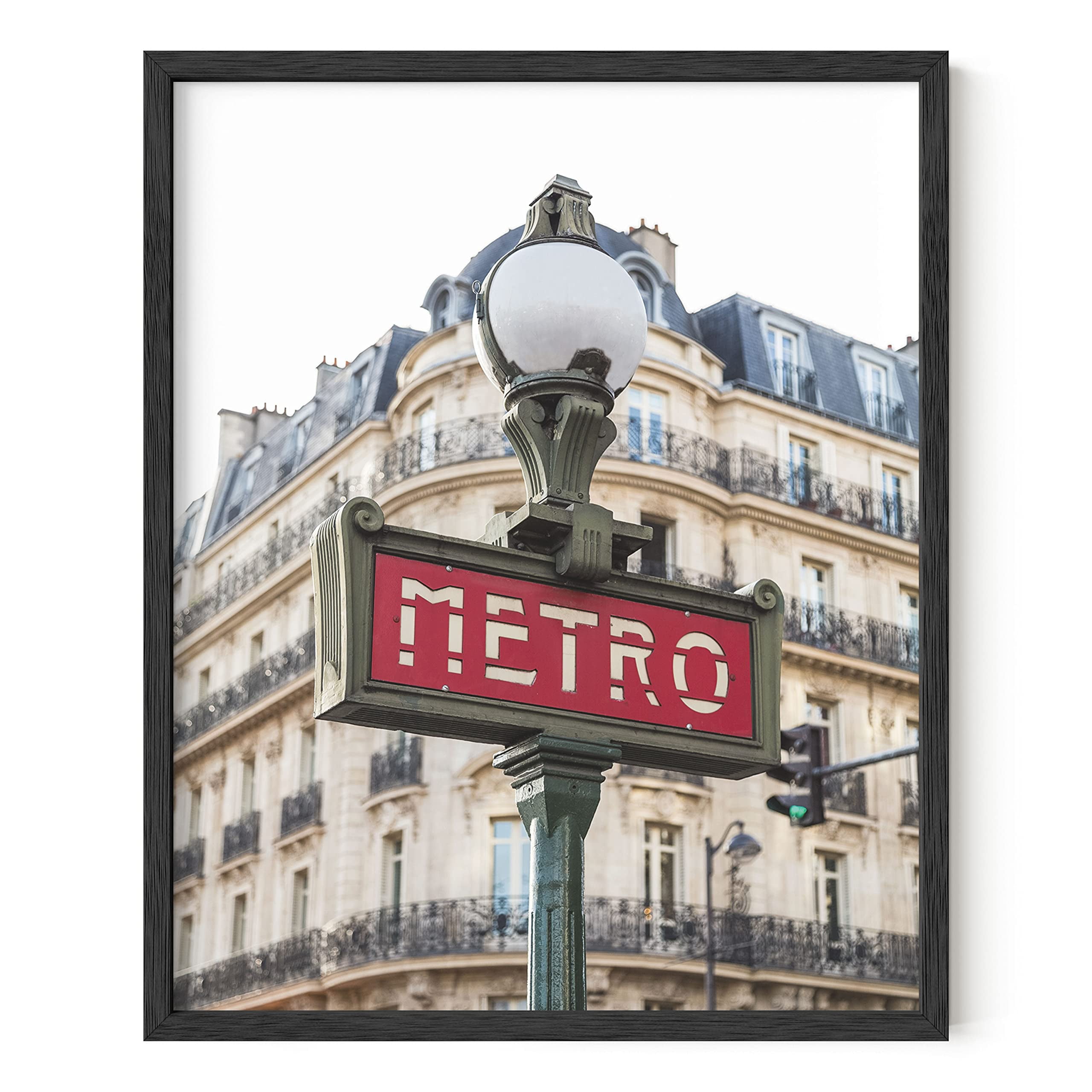 Haus &Hues Paris Wall Art Red Metro Sign- Paris Metro Map Poster Europe ...