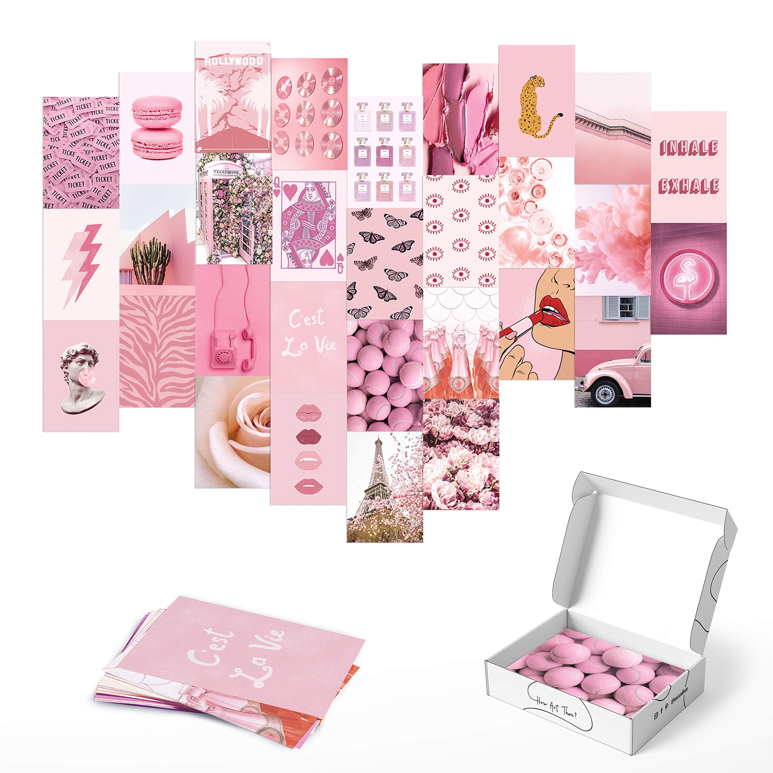 Haus and Hues Pink Aesthetic Wall Collage Kit - Set of 30 Aesthetic ...