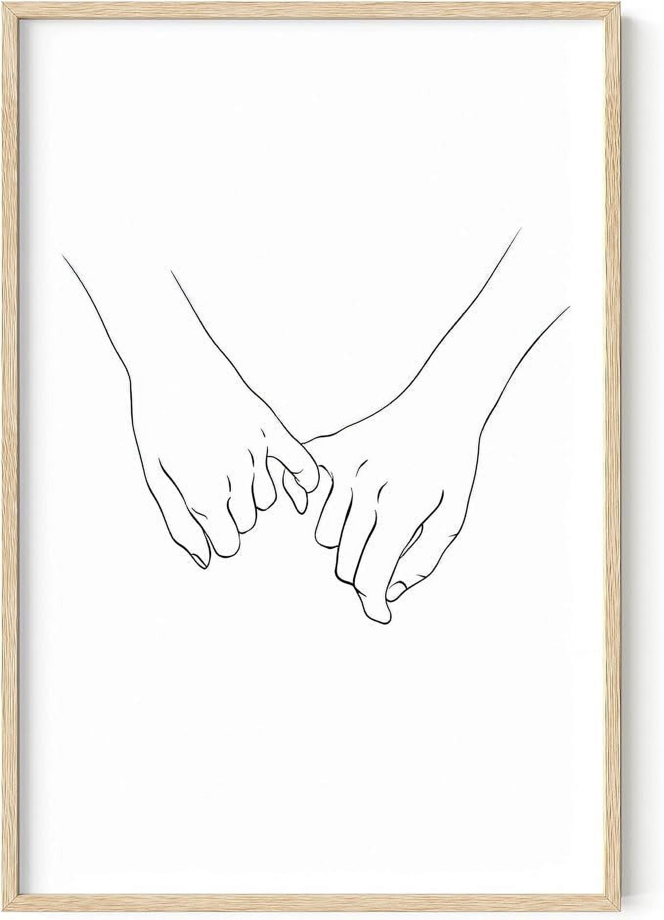 Haus & Hues Pinky Promise Wall Art Line Drawings Holding Hands ...