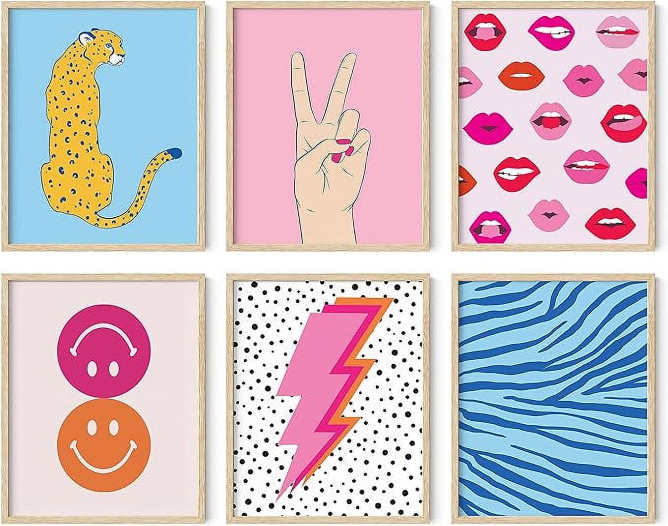 Haus and Hues Preppy Pictures for Wall - Set of 6 Colorful Wall Art ...