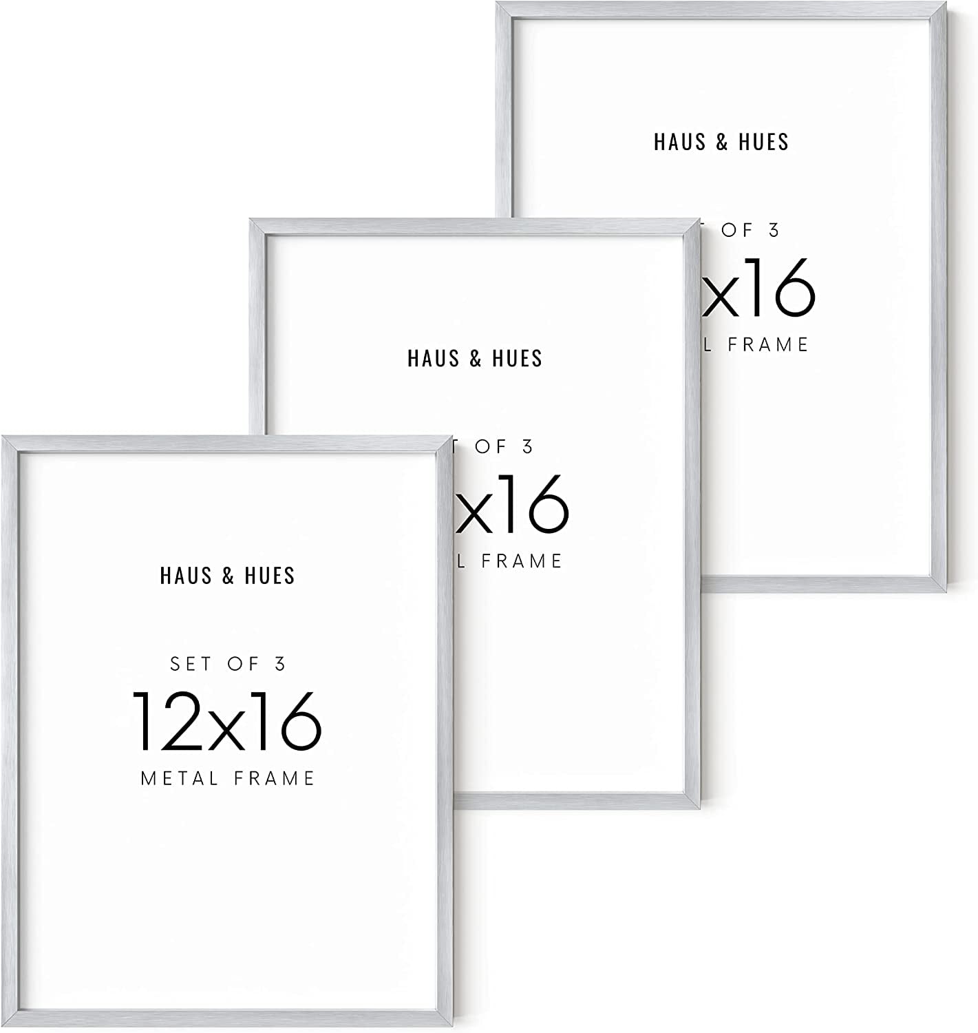 Haus and Hues Set of 3 SIlver Picture Frames 12x16 - Art Frames 12 x 16 ...