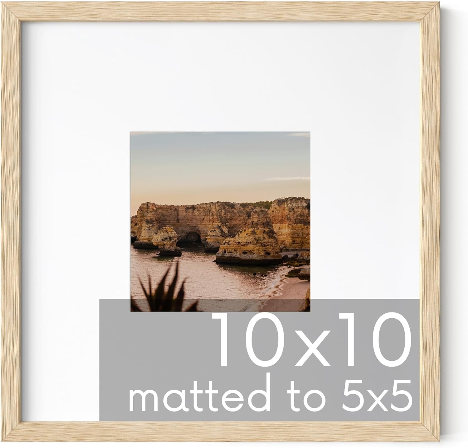Haus and Hues Solid Oak 10”x10” Picture Frame Matted to 5”x5” - 10x10 ...