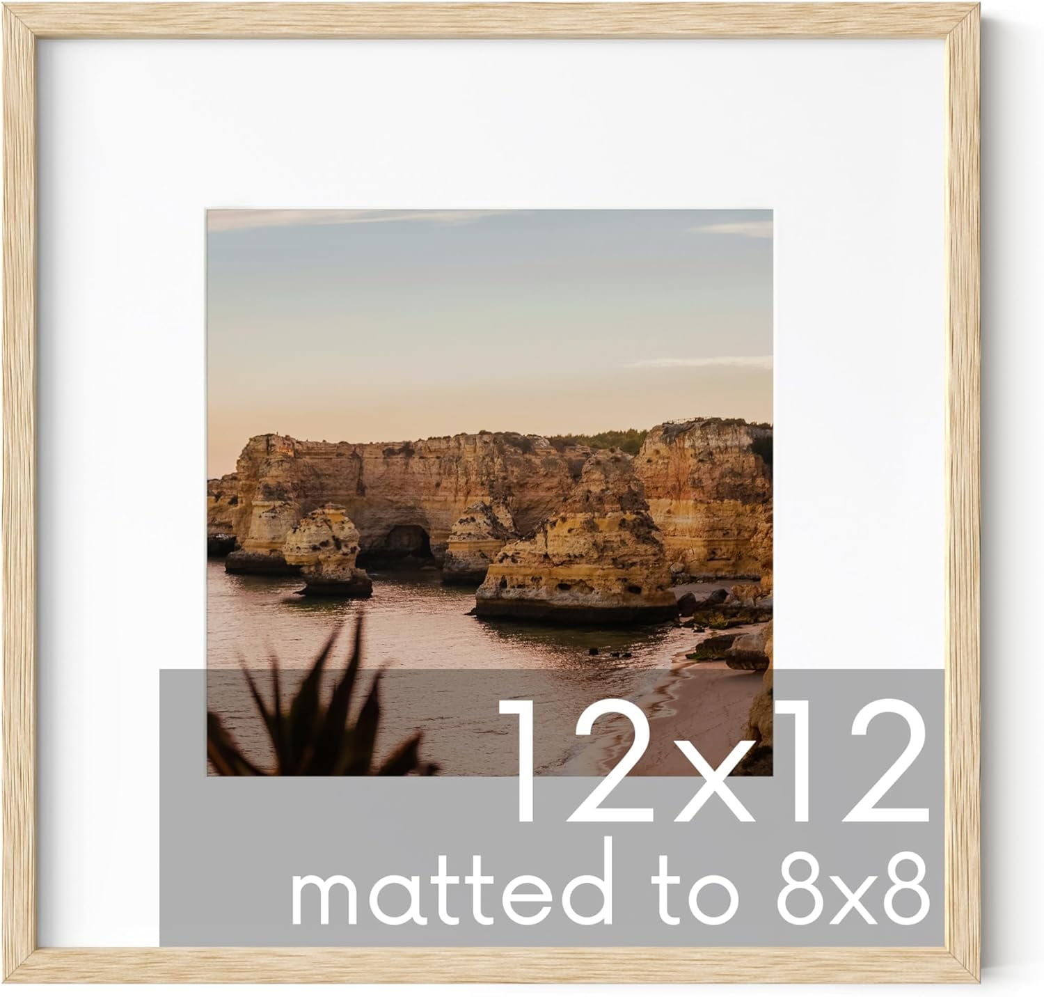 Haus and Hues Solid Oak 12”x12” Picture Frame Matted to 8”x8” - 12x12 ...