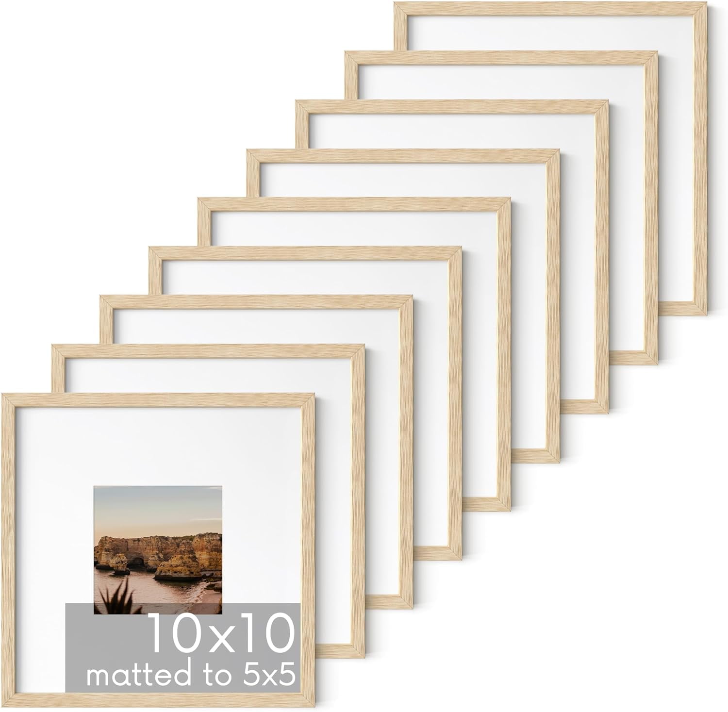 Haus and Hues Solid Oak Wood 10”x10” Picture Frames Matted to 5”x5” Set ...