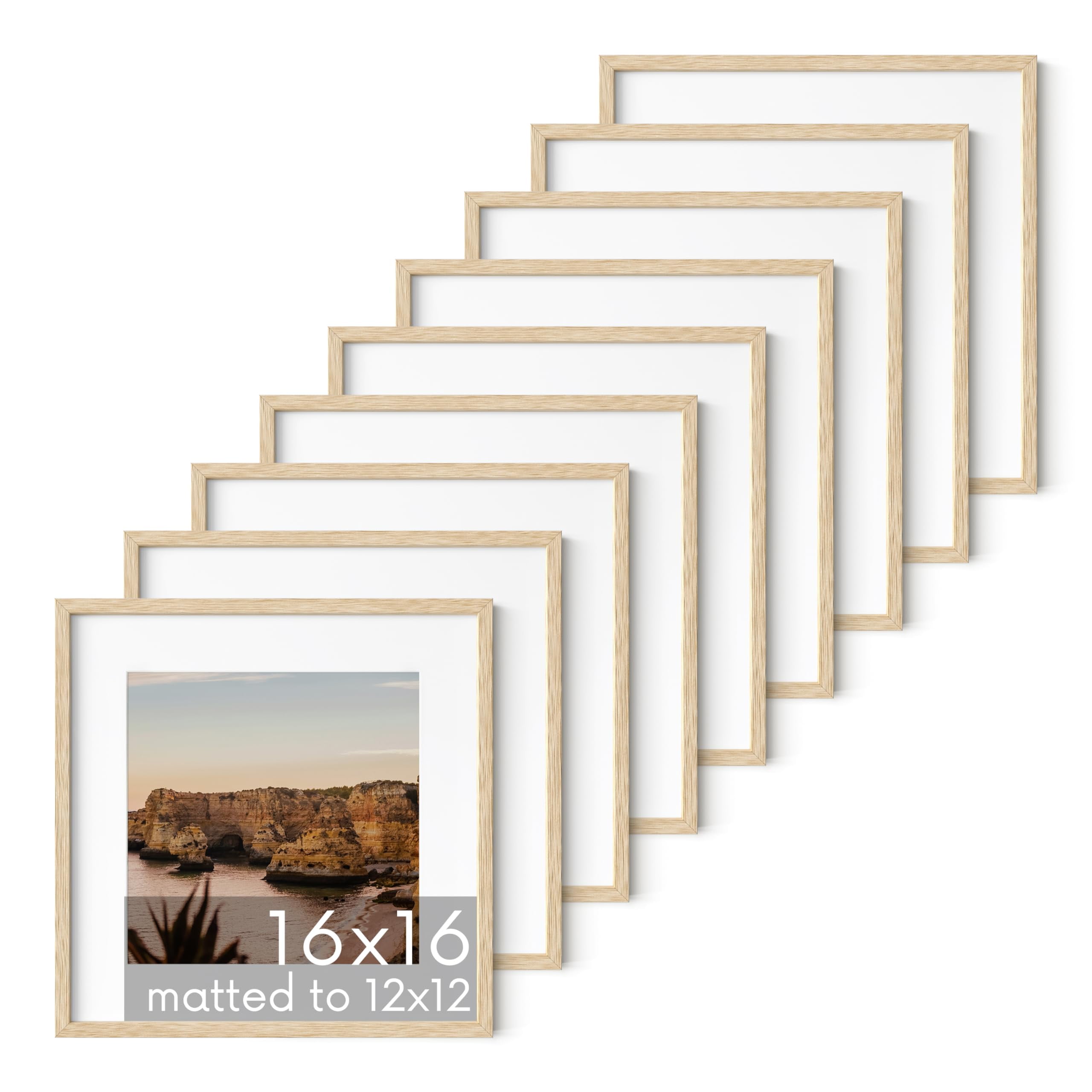 Haus and Hues 16x16 Natural Oak Wood Picture Frames with Matte Large ...