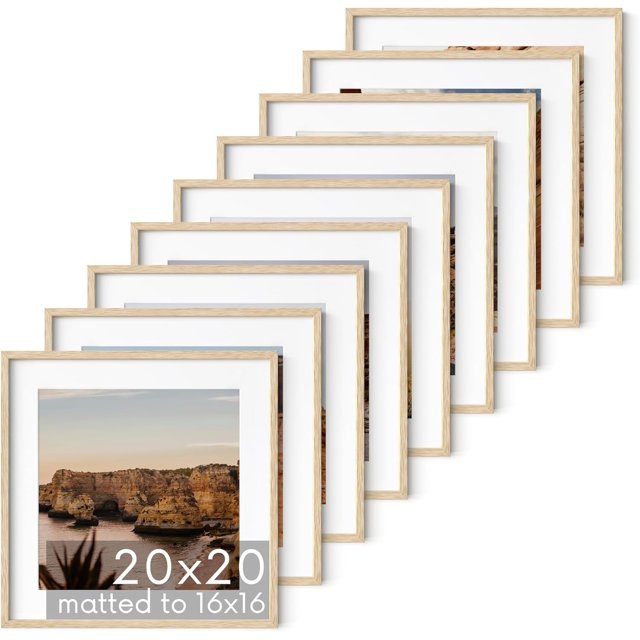 Haus and Hues Solid Oak Wood 20x20 Picture Frames Matted to 16”x16” Set ...