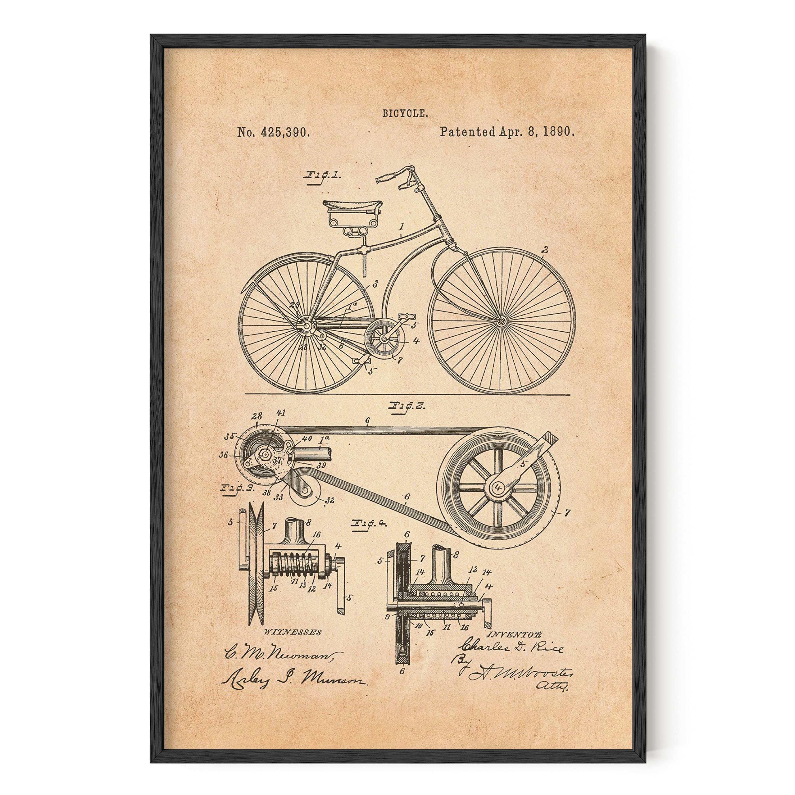 Haus and Hues Vintage Poster Bicycle - Blueprint Wall Art, Vintage ...