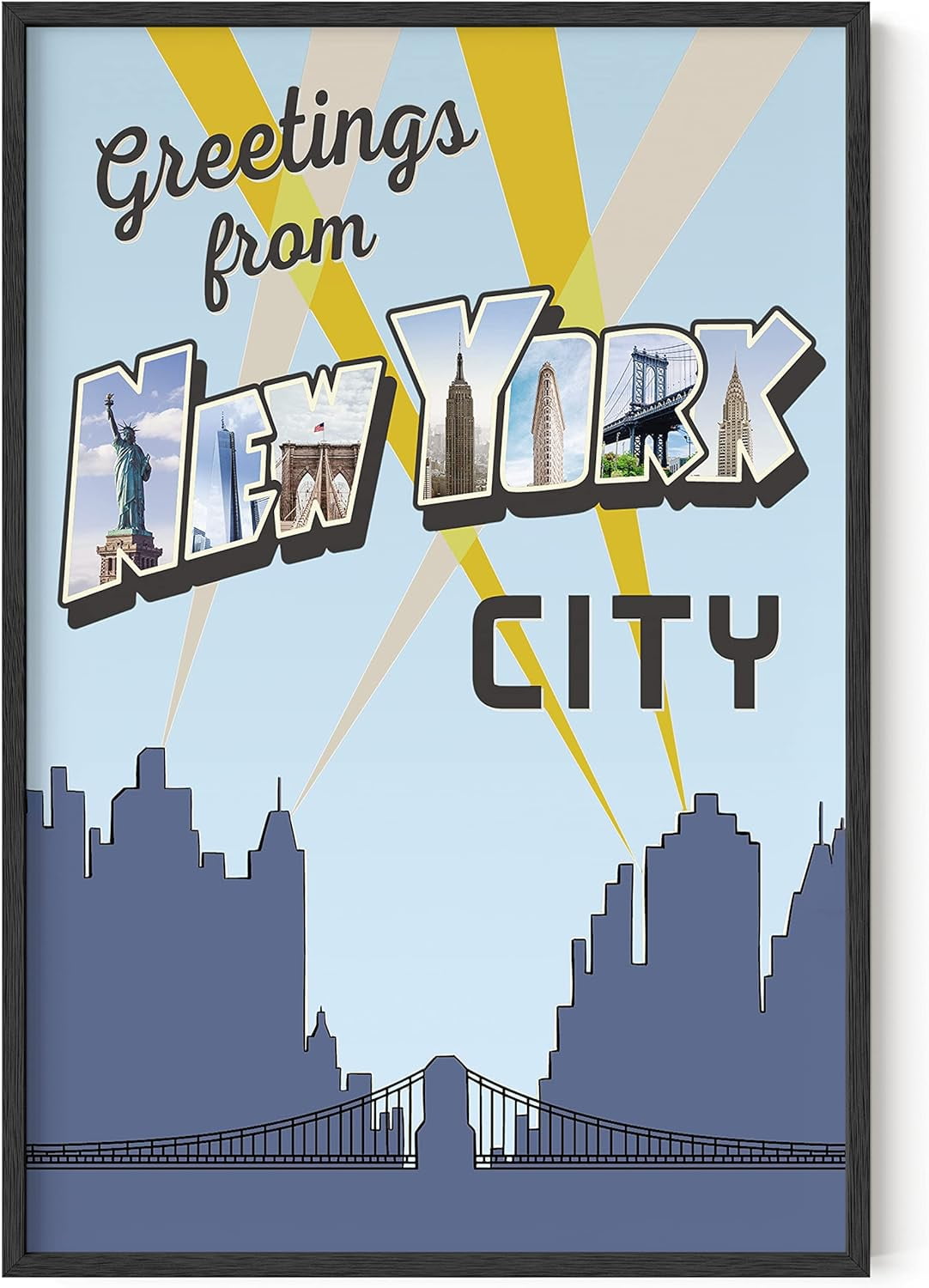 Haus and Hues Vintage Poster New York Greetings from NYC - Vintage Travel Posters New York Art ...
