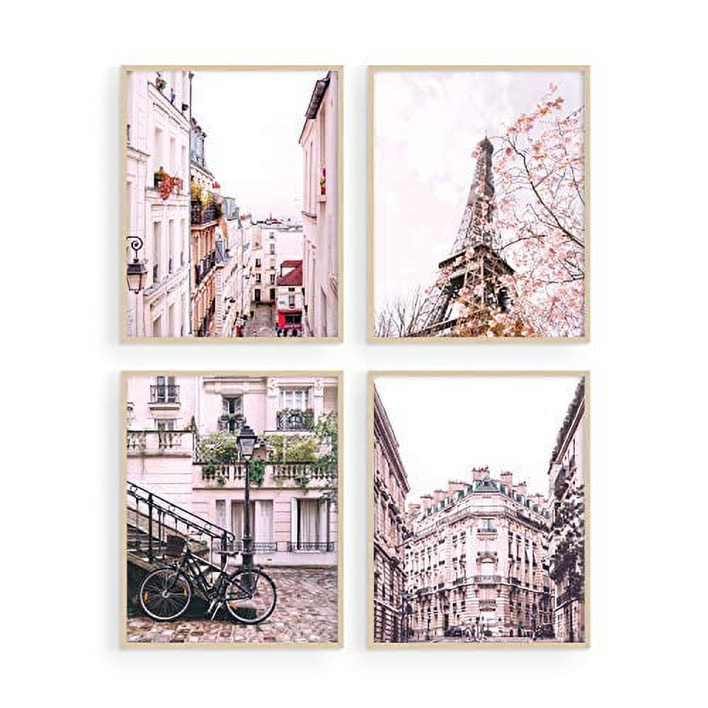 Haus and Hues Pink Paris Wall Decor - Set of 4 Paris Wall Art, Paris ...