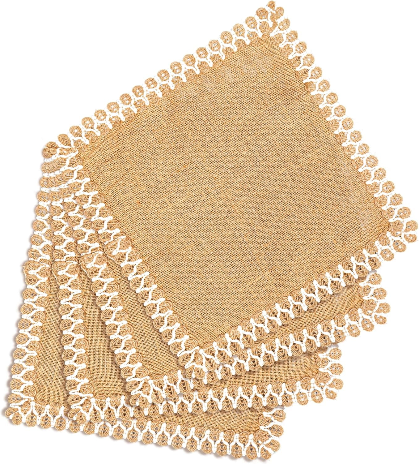 Hausattire Jute Burlap Placemat 13x19 Inches - Natural, Lace Design ...