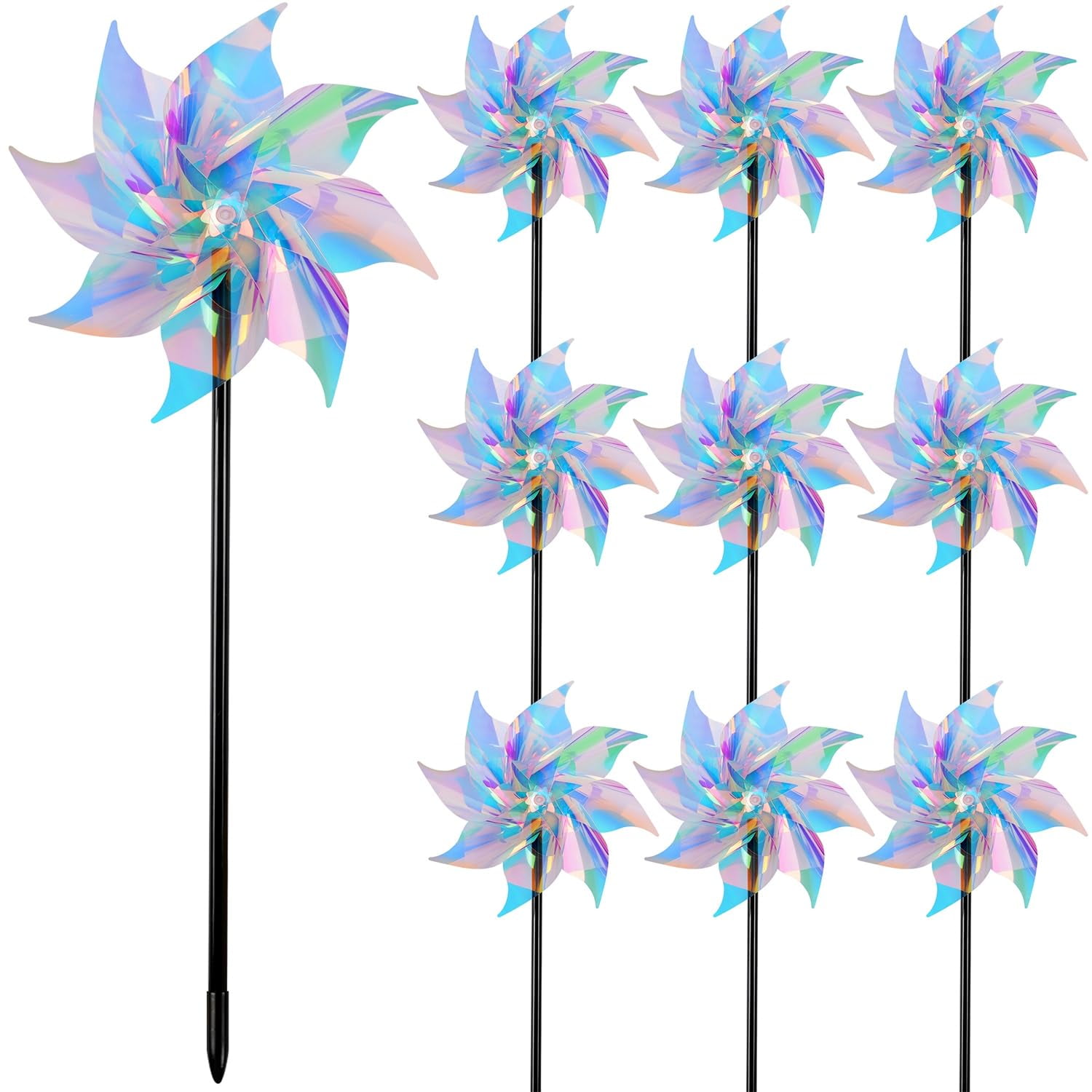 Hausse 10 Pack Reflective Pinwheels Wind Spinner, Extra Sparkly ...