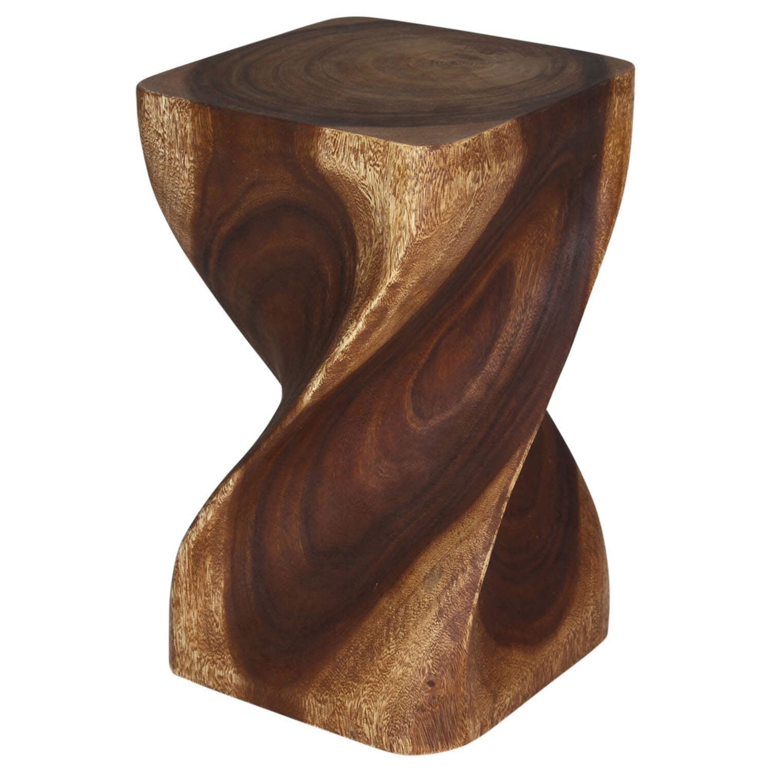 Haussmann® Wooden Big Twist Stool Table 12 in SQ x 20 in H Walnut Oil ...