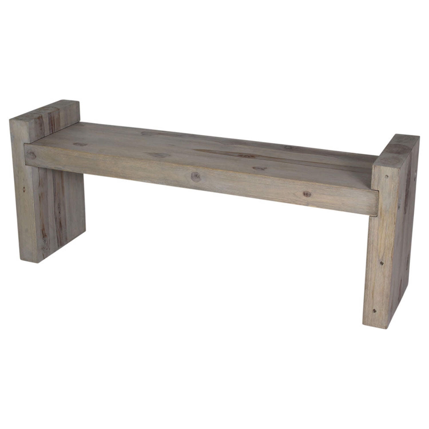 Haussmann® Teak Block Bench 48 x 12 x 19 inch High KD Grey Oil ...