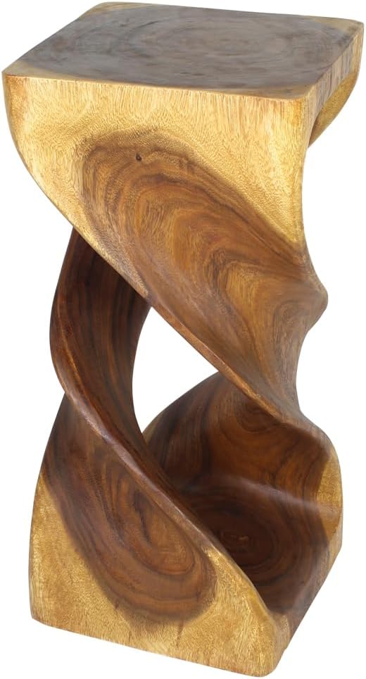 Haussmann® Wood Double Twist Side Table 12 in SQ x 23 in H Oak Oil ...